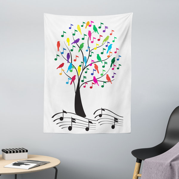 East Urban Home Wandteppich, Baum mit Anmerkungen Glück, Musik, Mehrfarbig | Wayfair.de